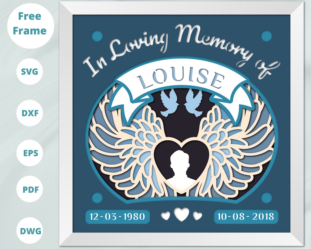 3D ANGEL MEMORIAL Shadow Box Svg, Customizable Memorial Shadow Box Svg ...