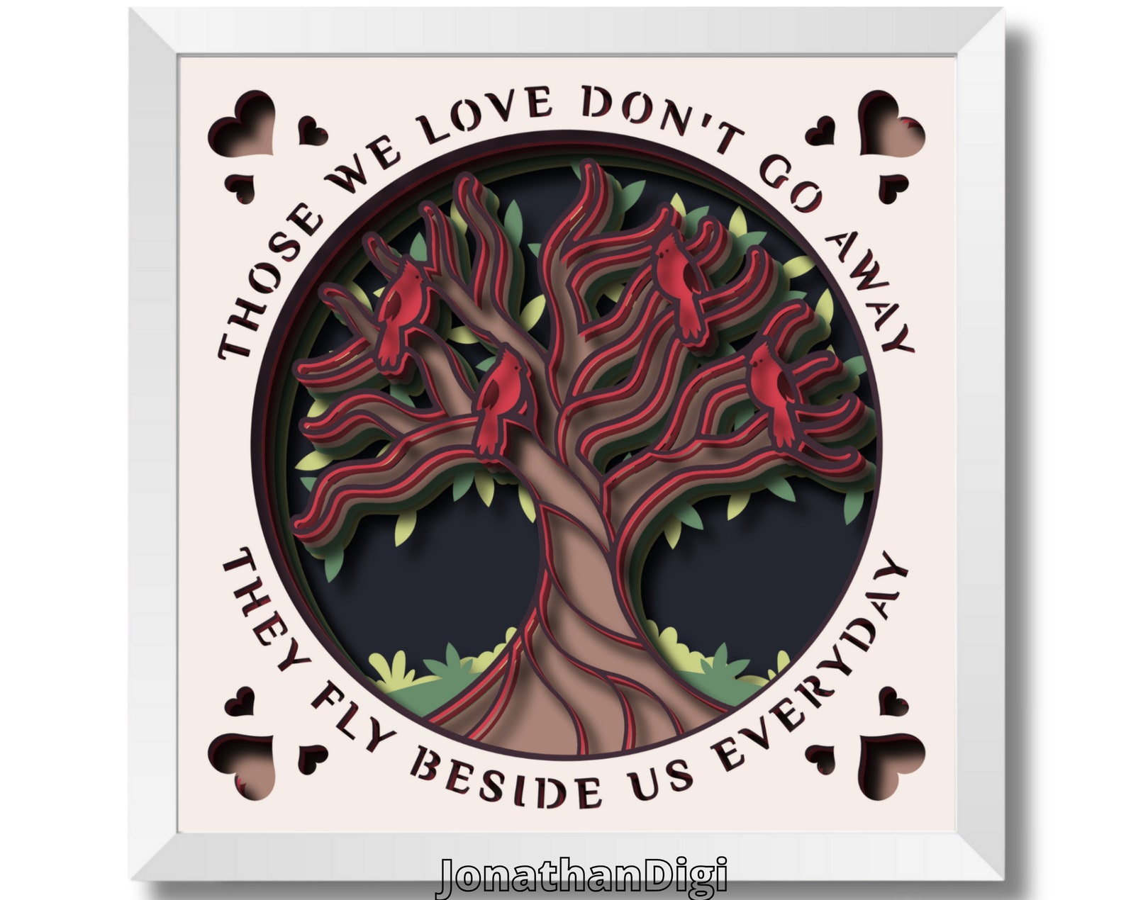 3D Memorial Svg, Cardinal Bird Tree Svg, in Memory of Gift, Loss of ...