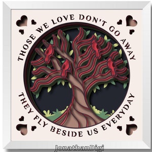 3D Memorial Svg, Cardinal Bird Tree Svg, in Memory of Gift, Loss of ...