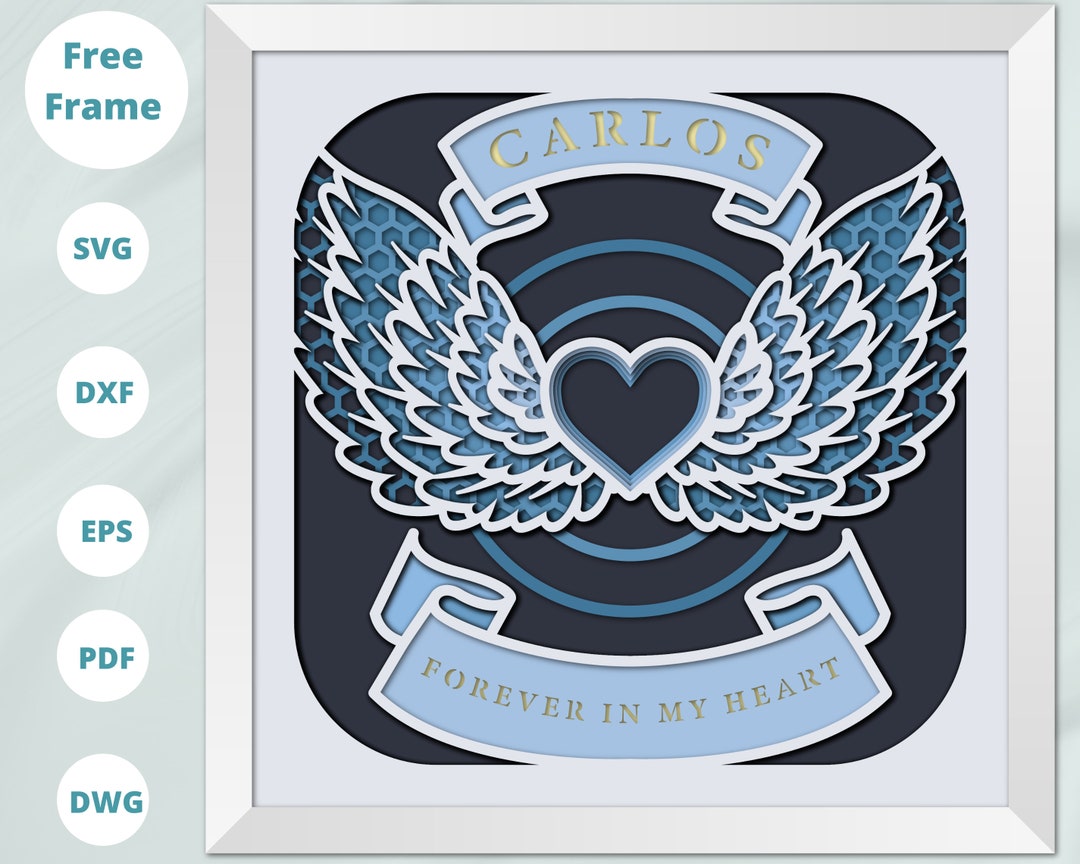 ANGEL MEMORIAL Shadow Box 3D SVG, Customizable Memorial Shadow Box Svg ...