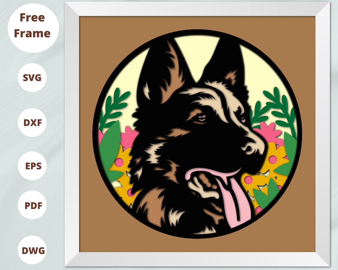 German Shepherd Shadow Box Svg, 3D German Shepherd Box, Dog Shadow Box ...