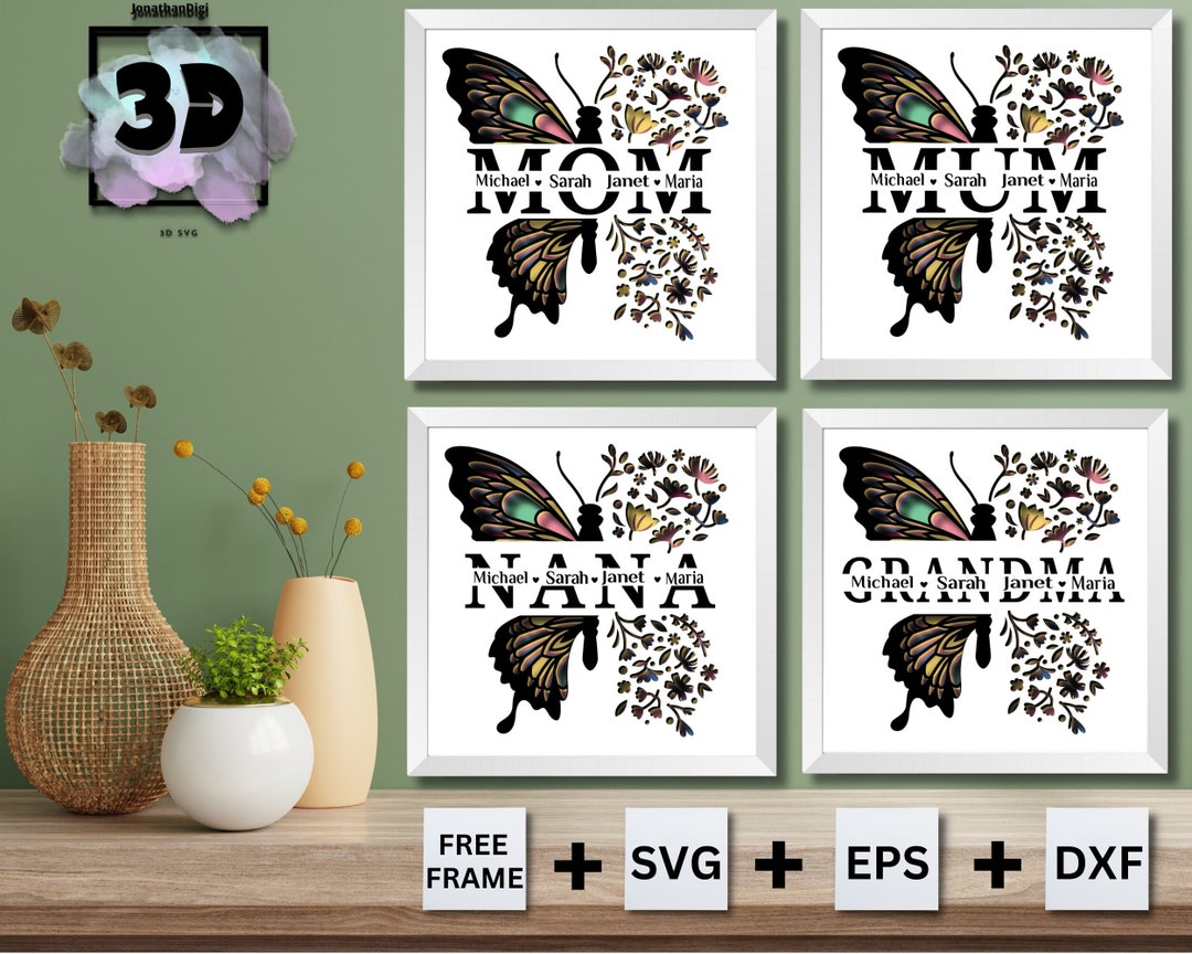 3D Mothers Day Shadow Box, Happy Mother's Day SVG, Butterfly Design ...