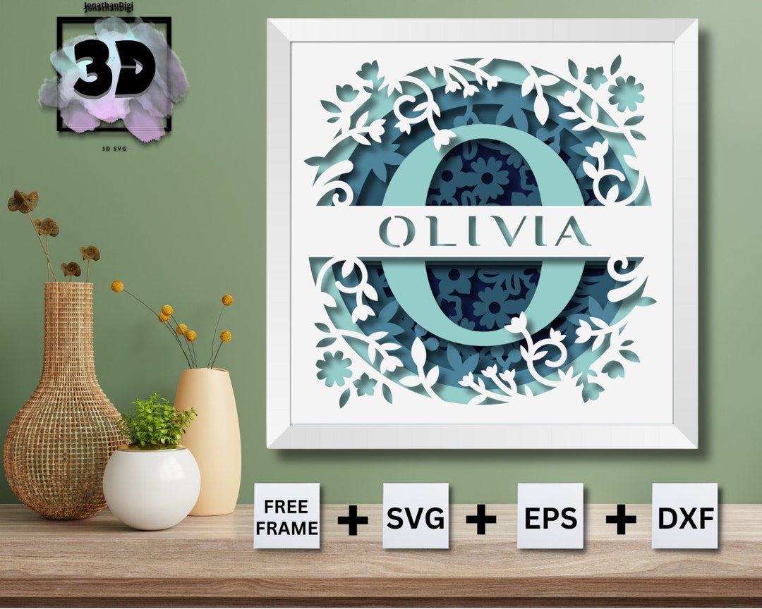 3D Flower Split Monogram A-Z Shadow Box, Alphabet Family Name SVG ...