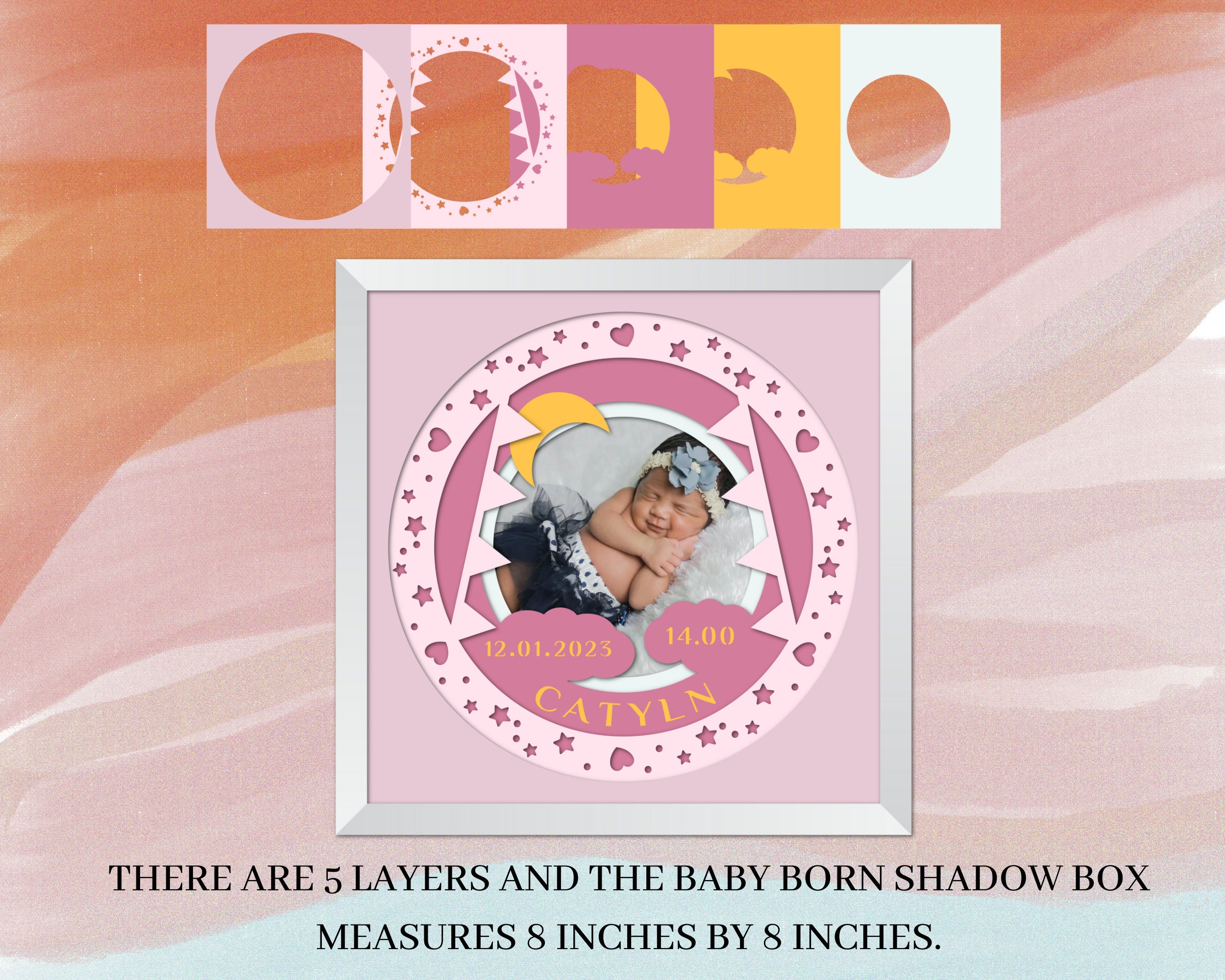 3D Baby Born Shadow Box Svg Bundle for Kids Baby Birth Shadow - Etsy UK