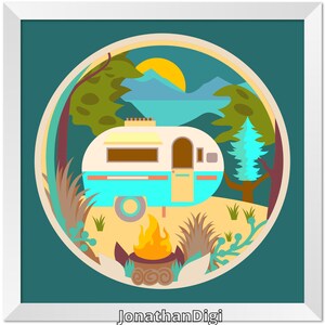 3D SUNSET CAMPER Shadow Box SVG - Camper Shadow Box Svg - Cricut Files ...