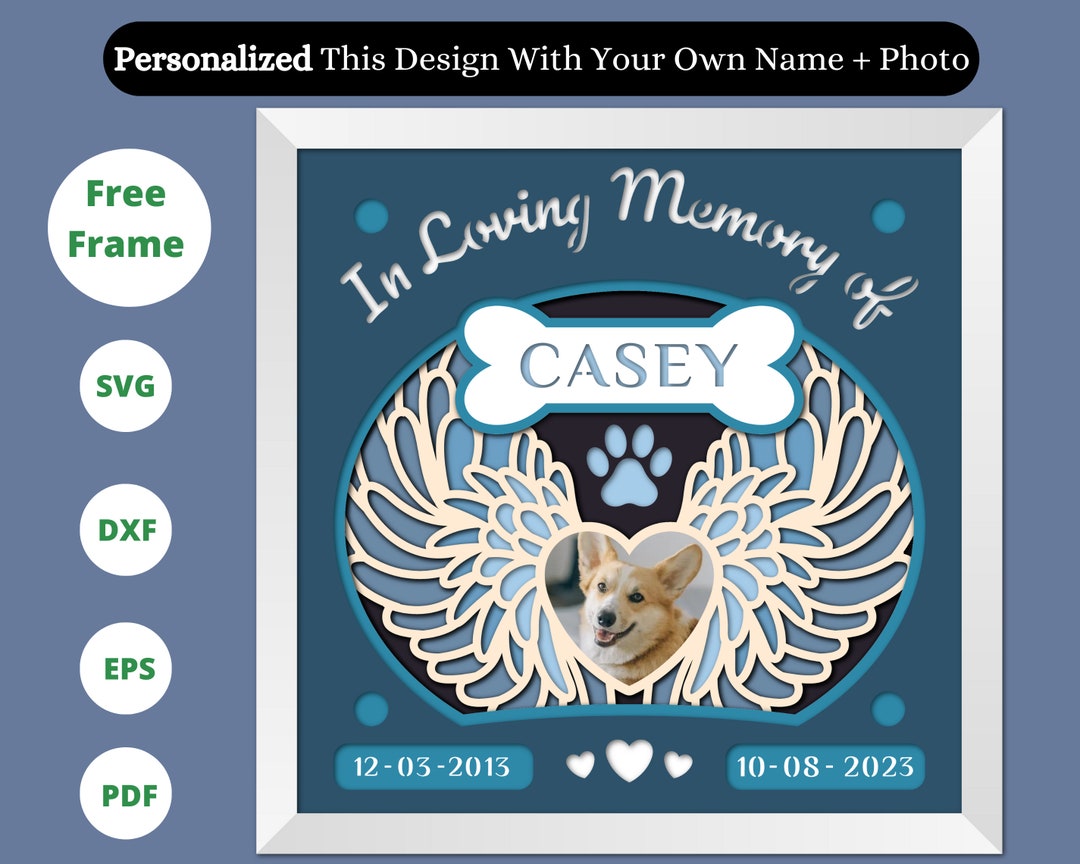 3D Customizable Angel Pet Memorial Shadow Box Svg, Pet Memorial Svg ...