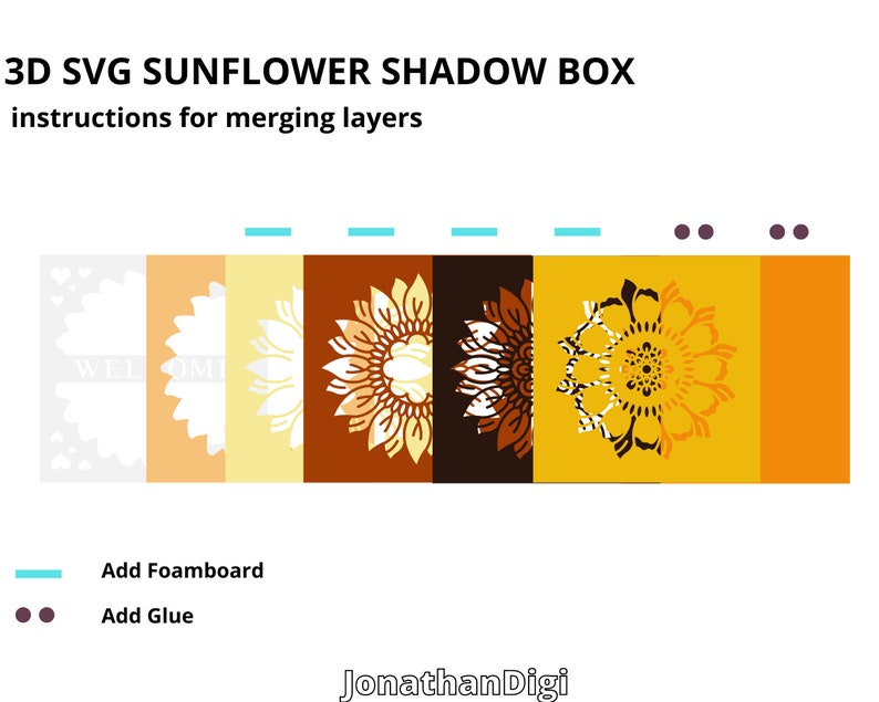 3D Welcome Sunflower Shadow Box Floral Svg Sunflower Svg - Etsy