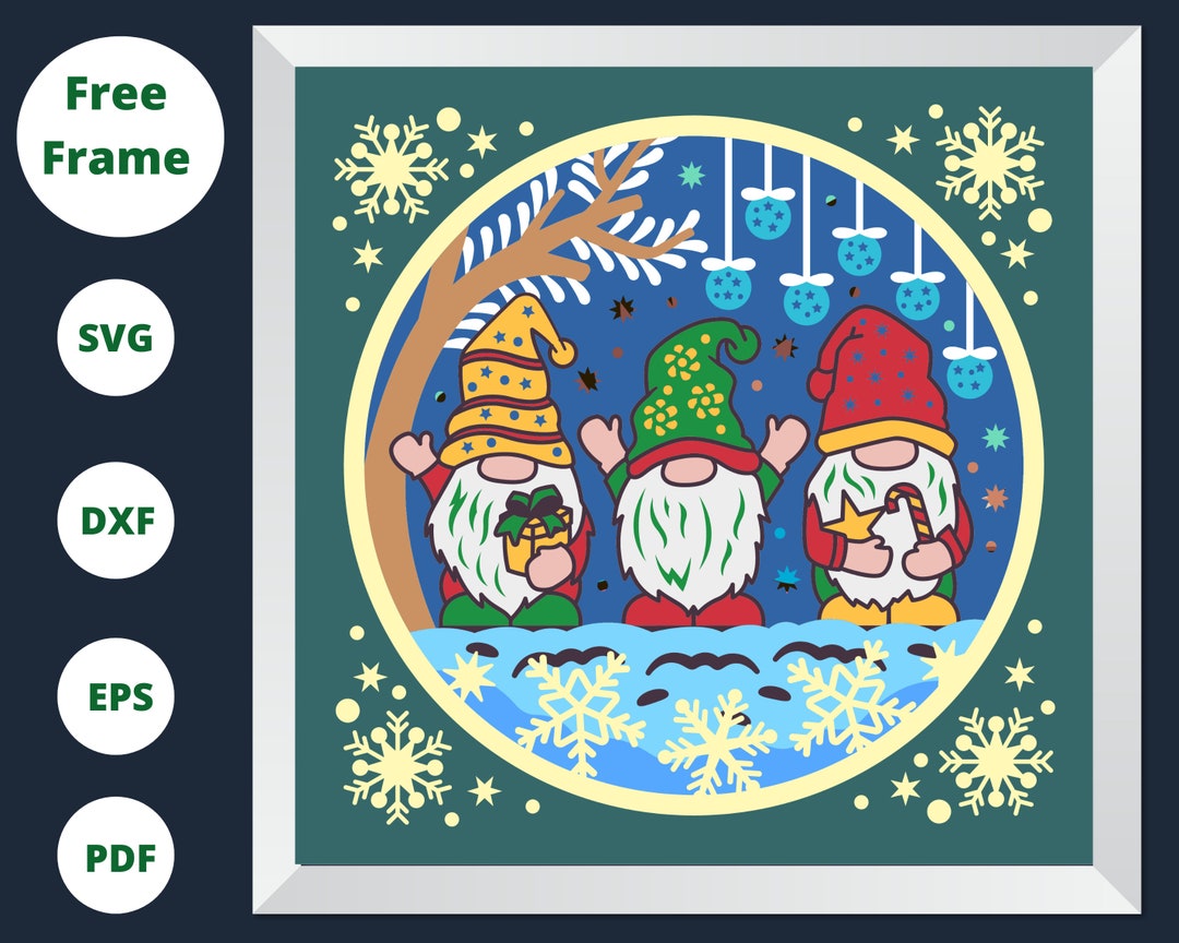 3D CHRISTMAS GNOME Svg, Gnome Shadow Box, Christmas Shadow Box, Family ...