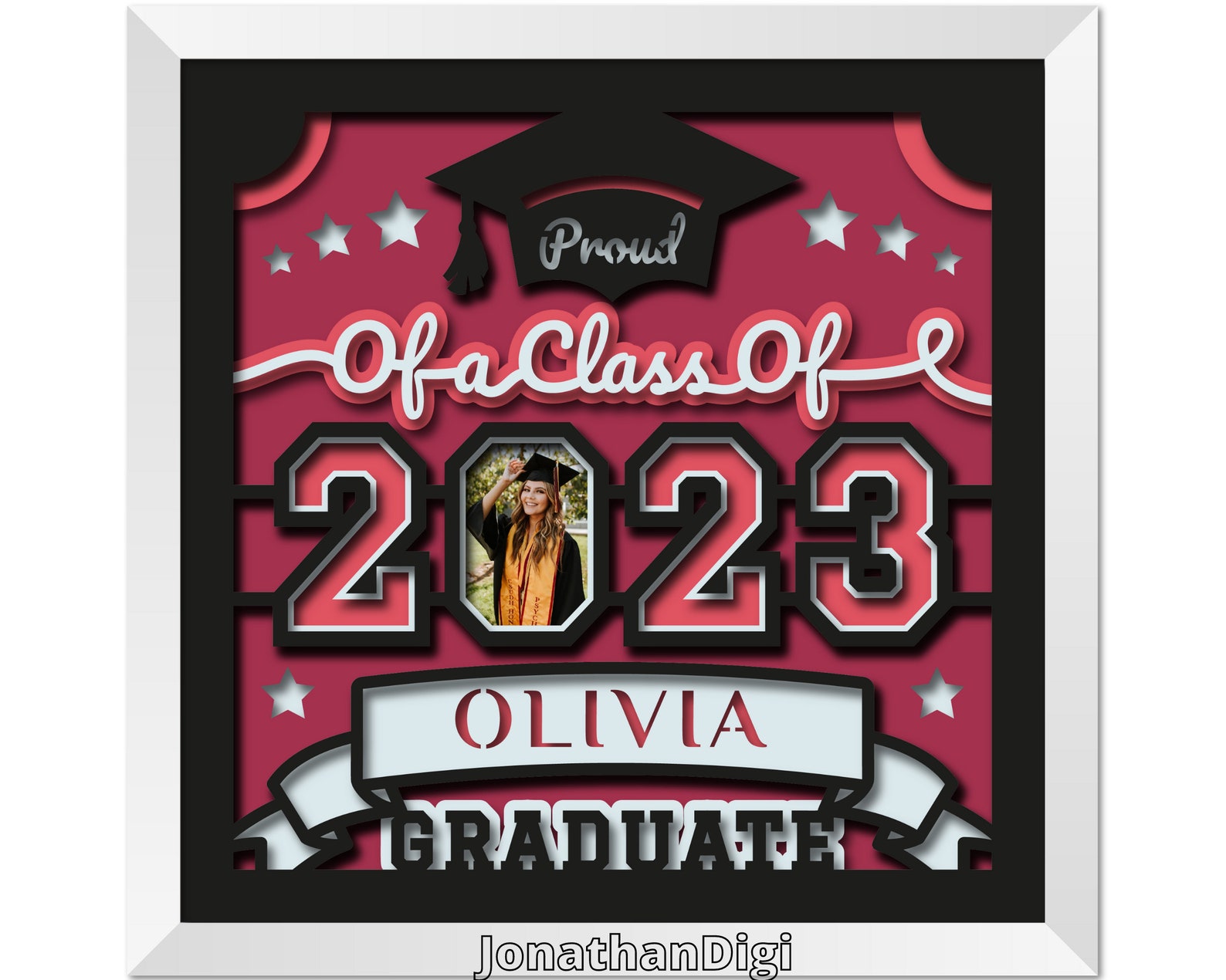 Personalized 3D SVG Graduation Shadow Box, Graduation Svg, Class of ...