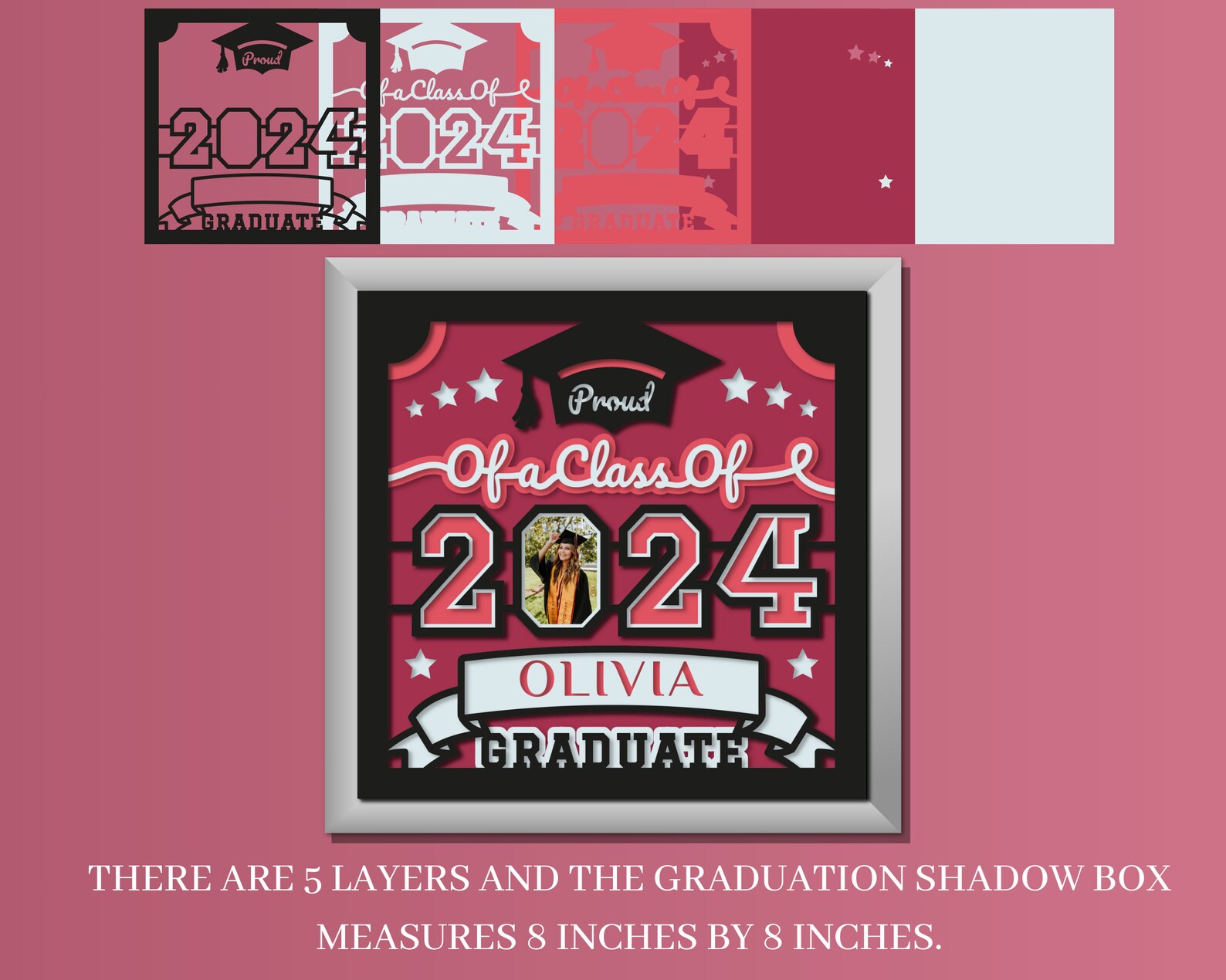 Personalized 3D SVG Graduation Shadow Box, Graduation Svg, Class of ...
