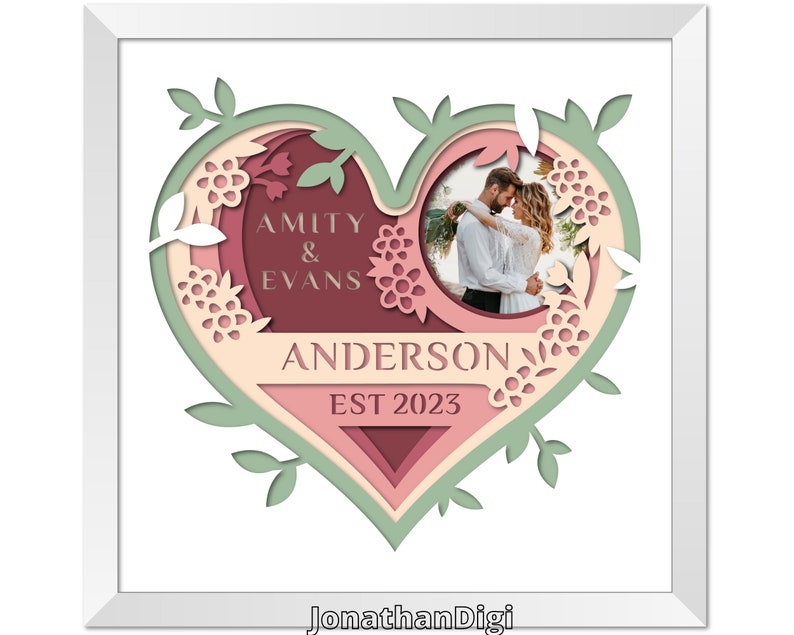 3D CUSTOMIZABLE WEDDING Shadow Box Svg Custom Name Layered - Etsy