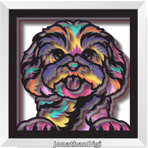 3D Goldendoodle Layered SVG, Golden Doodle Shadow Box, Colorful Dog ...