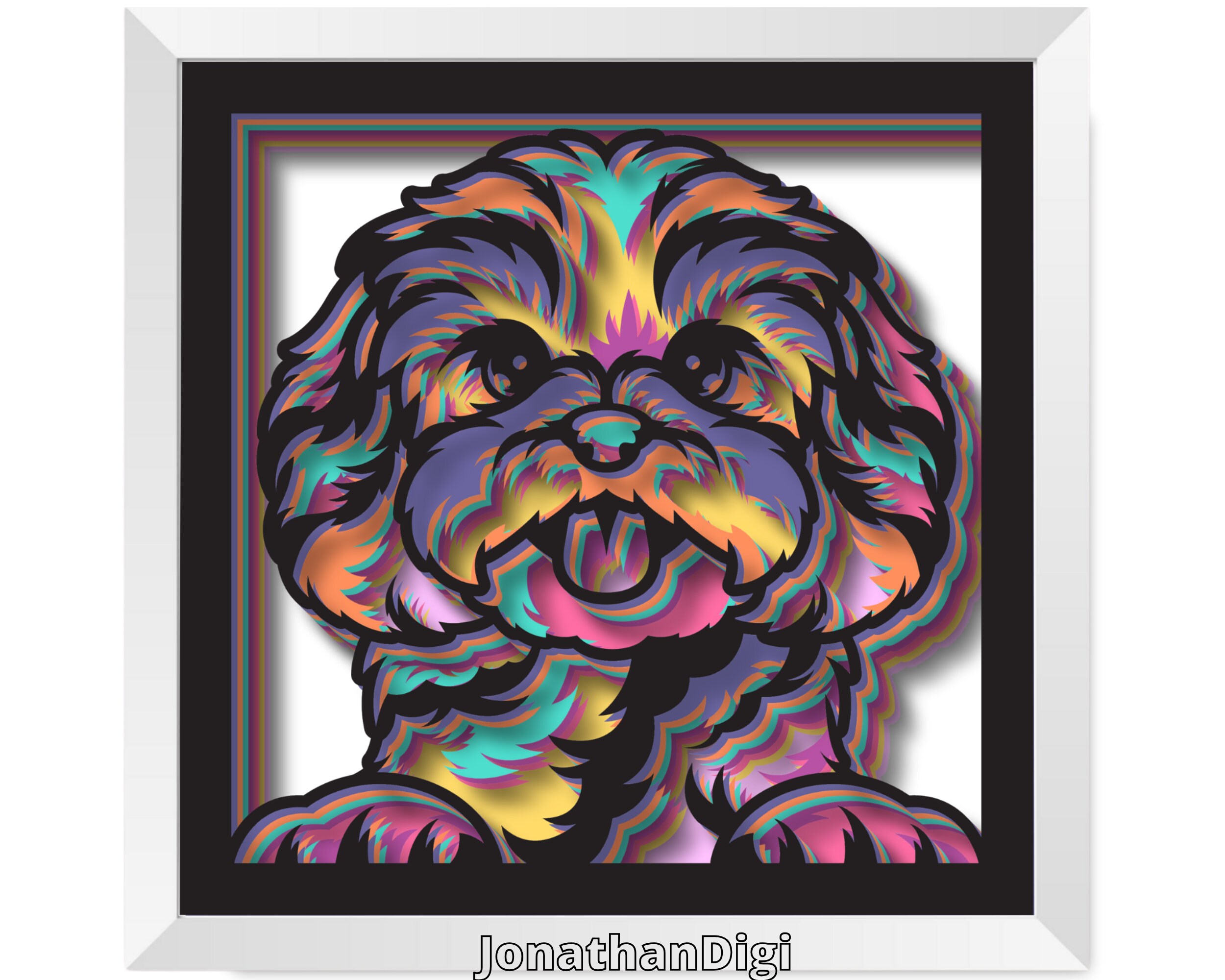 3D Goldendoodle Layered SVG, Golden Doodle Shadow Box, Colorful Dog ...