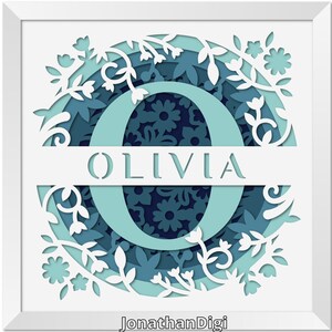 3D Flower Split Monogram A-Z Shadow Box, Alphabet Family Name SVG ...