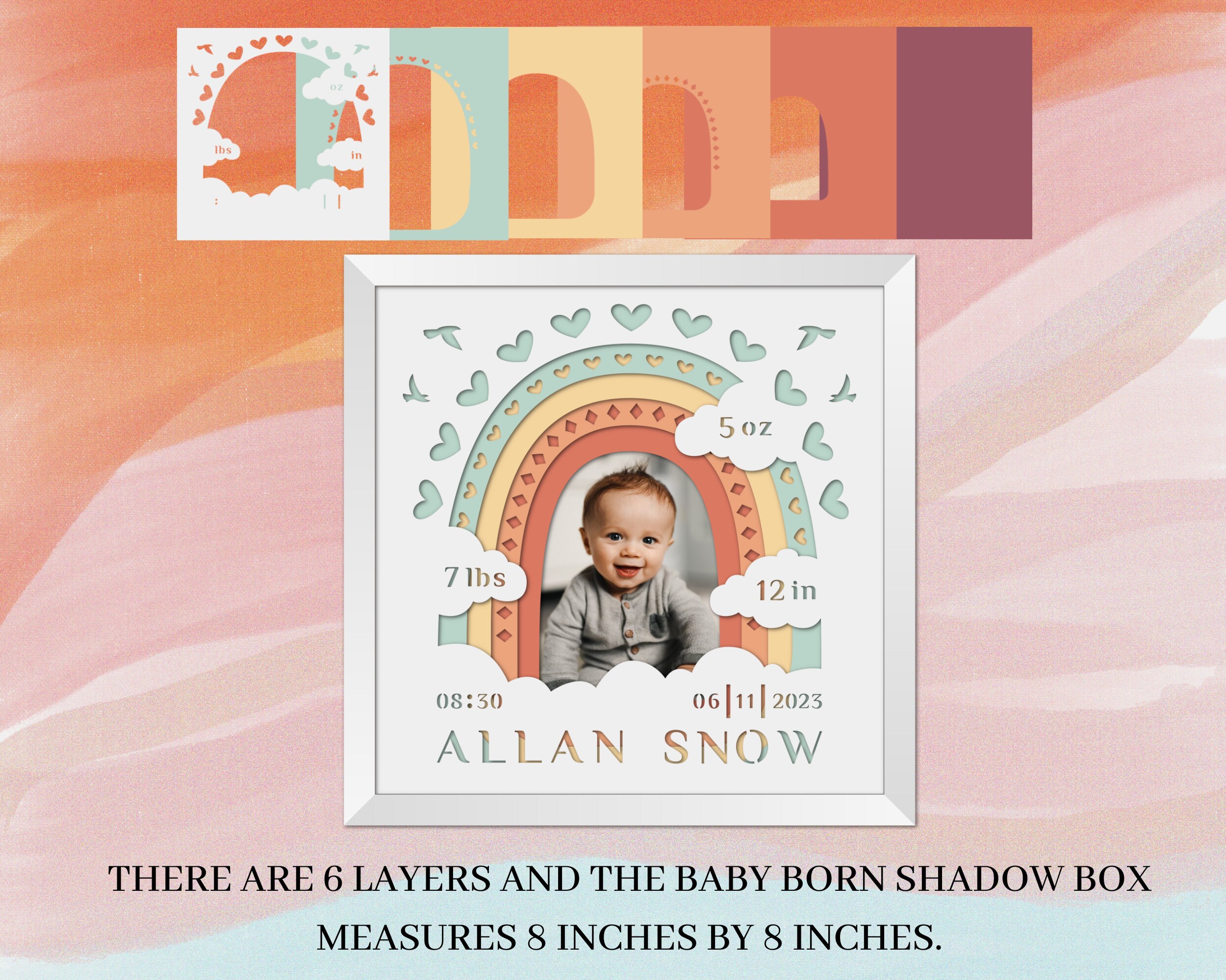 3D Baby Stats Shadow Box for Kids Baby Birth Shadow Box - Etsy Australia