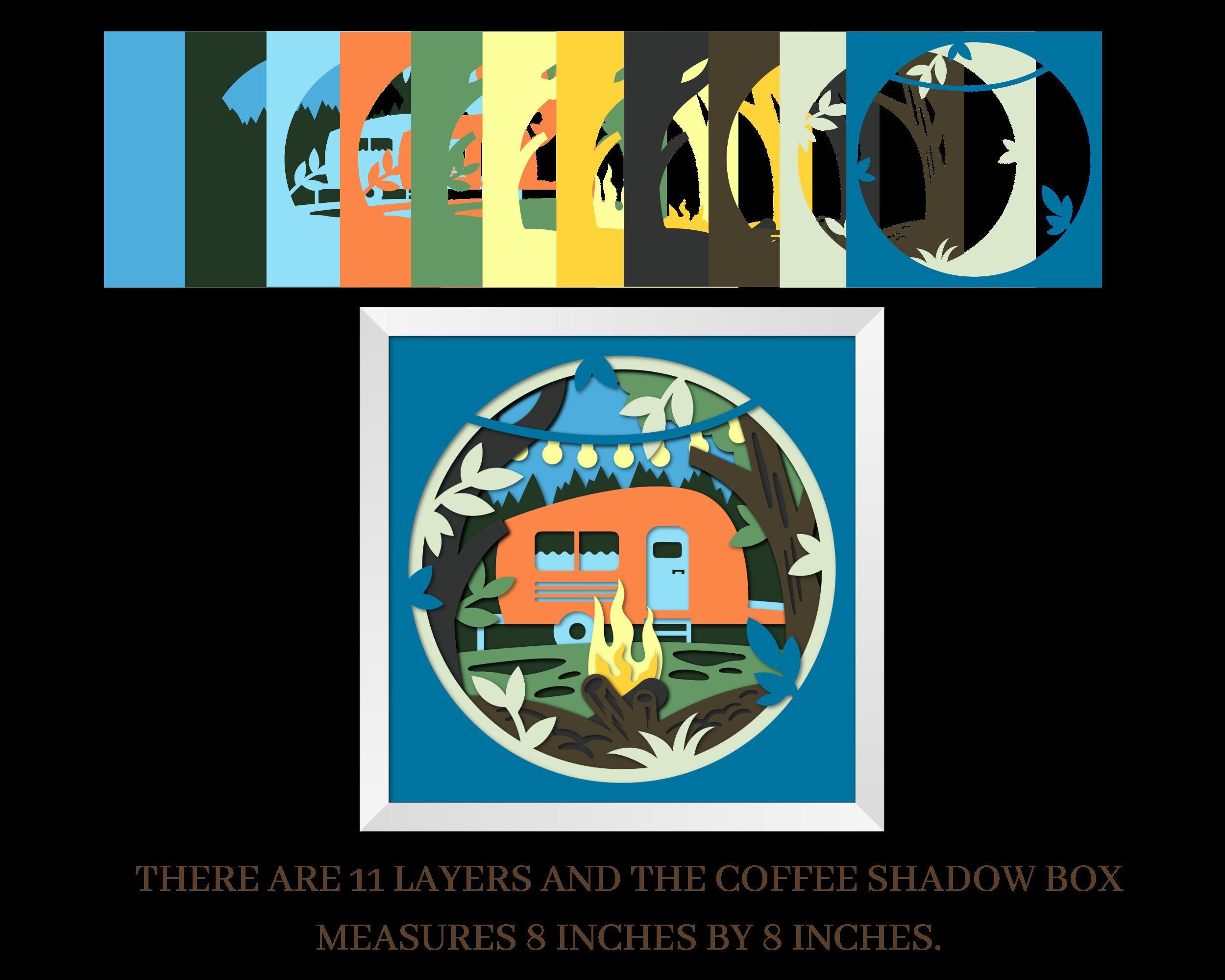 3D Vintage Camper SVG Layered Digital Camping Shadow Box Svg - Etsy ...