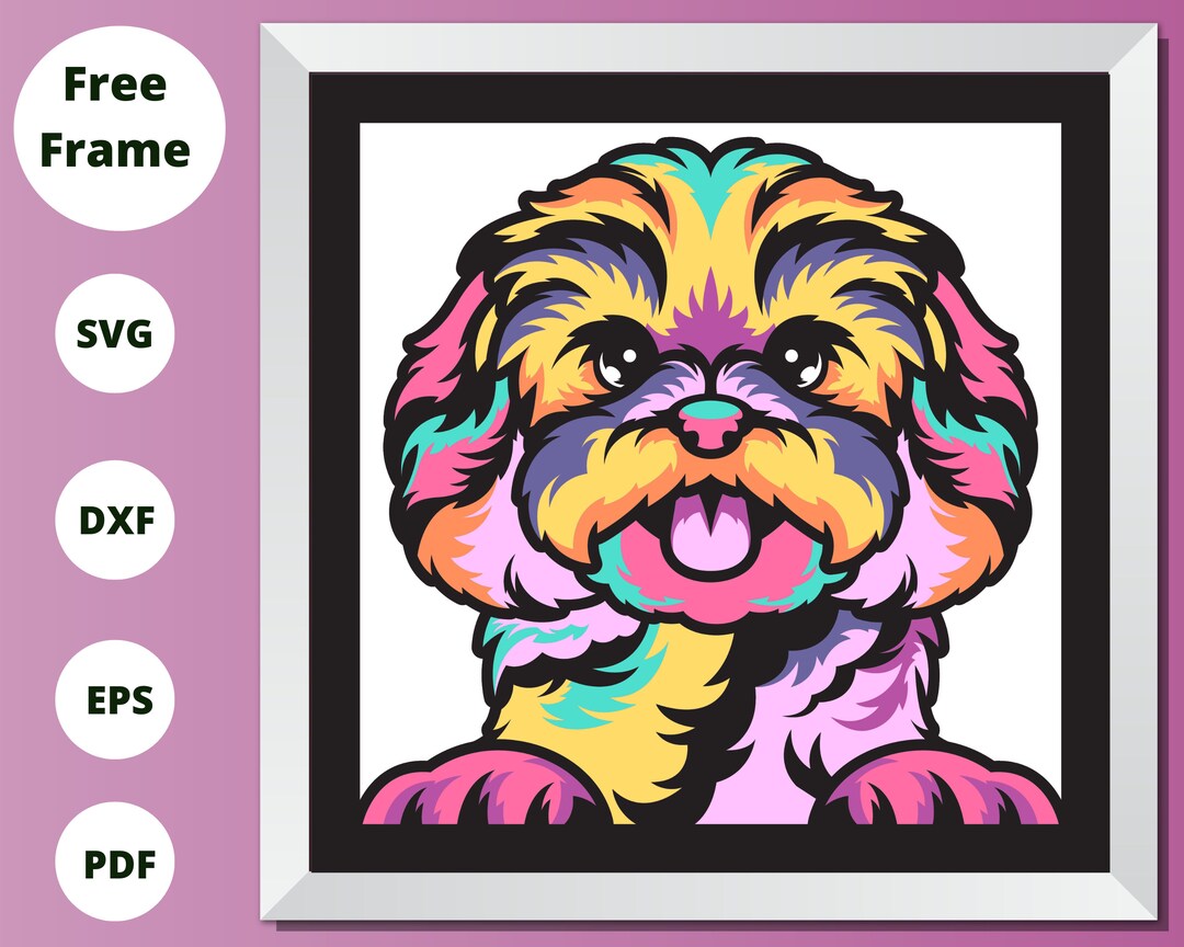 3D Goldendoodle Layered SVG, Golden Doodle Shadow Box, Colorful Dog ...
