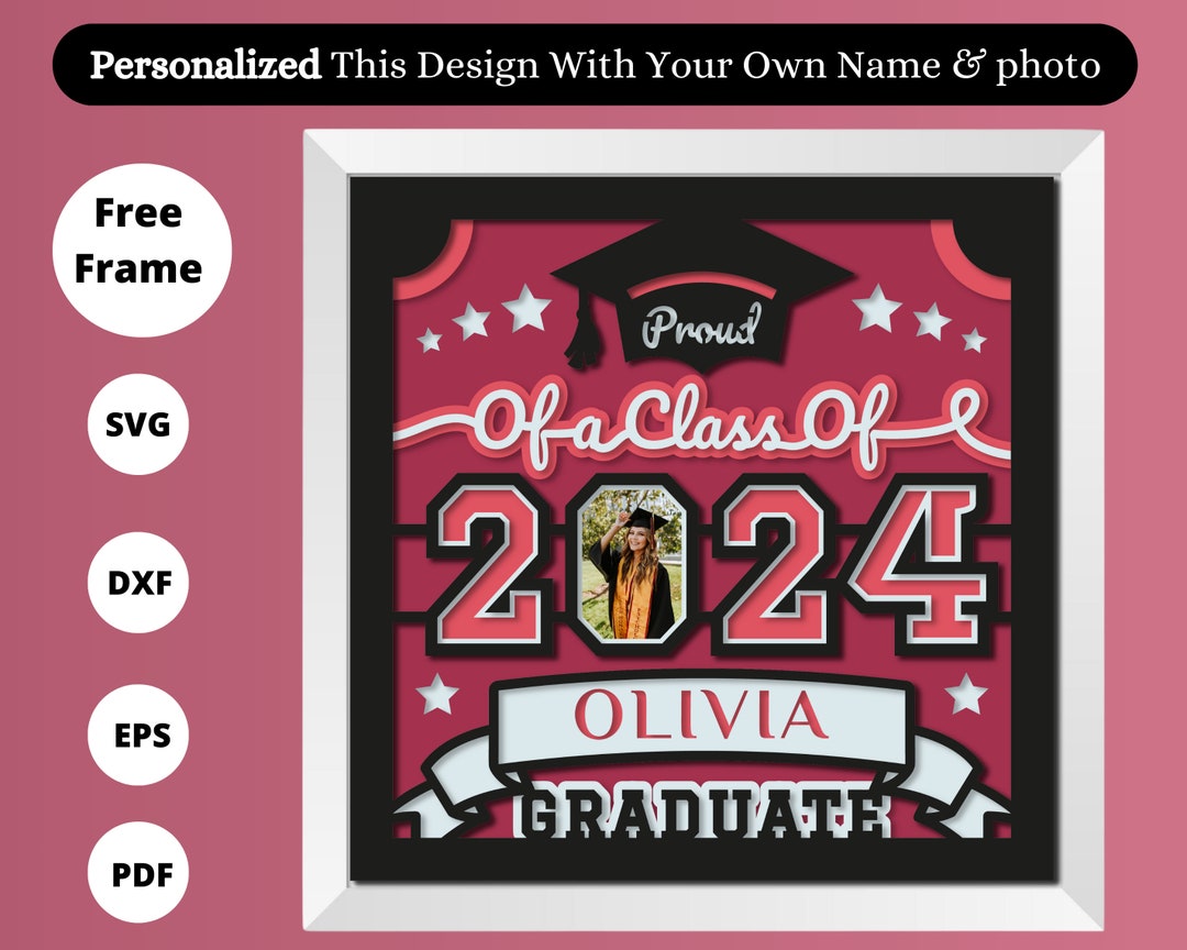 Personalized 3D SVG Graduation Shadow Box, Graduation Svg, Class of ...