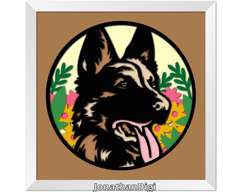 German Shepherd Shadow Box Svg, 3D German Shepherd Box, Dog Shadow Box ...