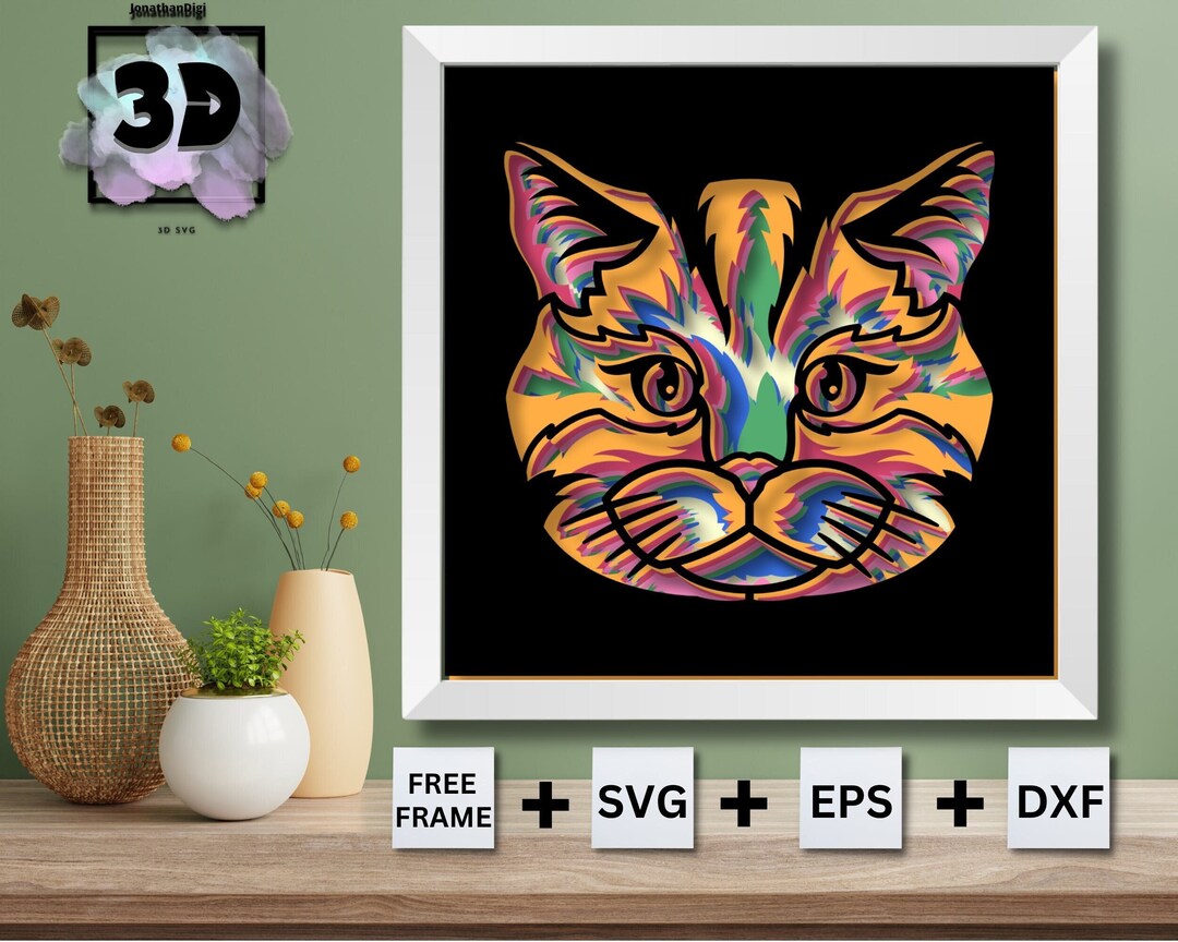 Cat 3D Layered SVG for Cardstock, Colorful Cat Multilayer, Decorative ...