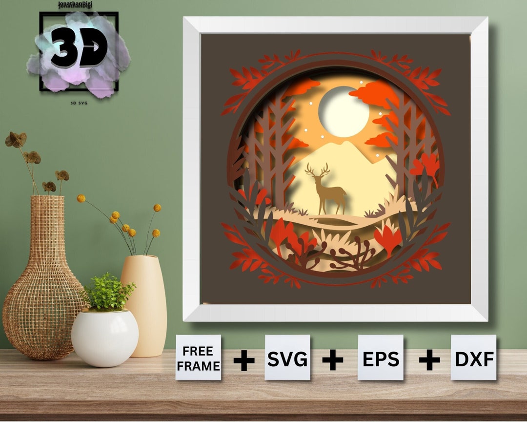 3d DEER Shadow Box Svg, Deer Svg, 3D Deer Shadow Box, Layered Cardstock ...