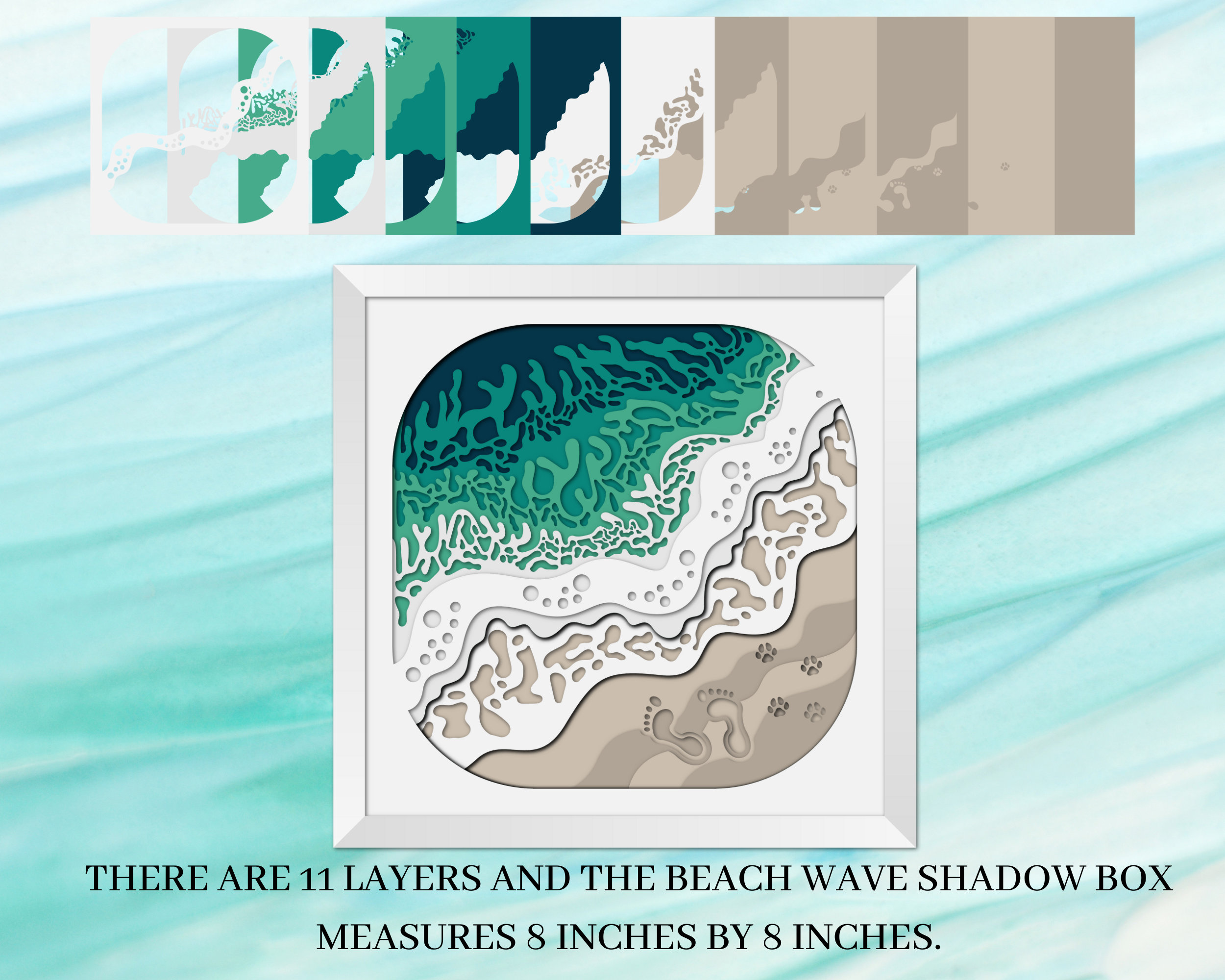 3D WAVE BEACH Shadow Box SVG Seashore Beach Shadow Box Svg - Etsy Australia