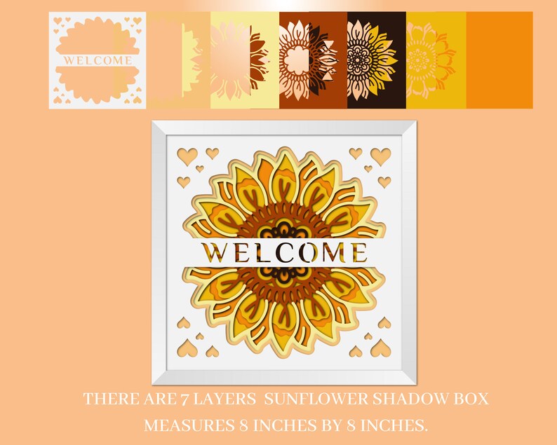 3D Welcome Sunflower Shadow Box Floral Svg Sunflower Svg - Etsy