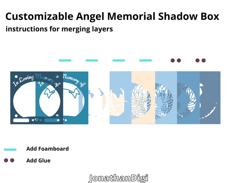 3D ANGEL MEMORIAL Shadow Box Svg Customizable Memorial Shadow - Etsy