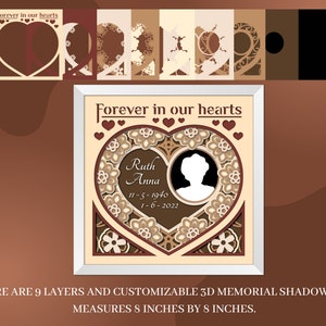 CUSTOMIZABLE MEMORIAL Shadow Box Svg, 3D SVG, Memorial Gift ...