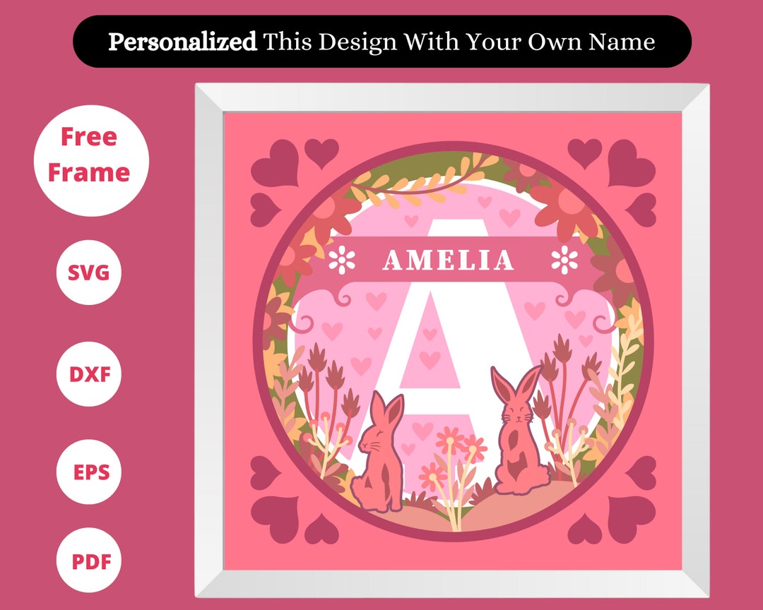 3D PERSONALIZED Girl Split Monogram A-Z Shadow Box, Alphabet Family ...