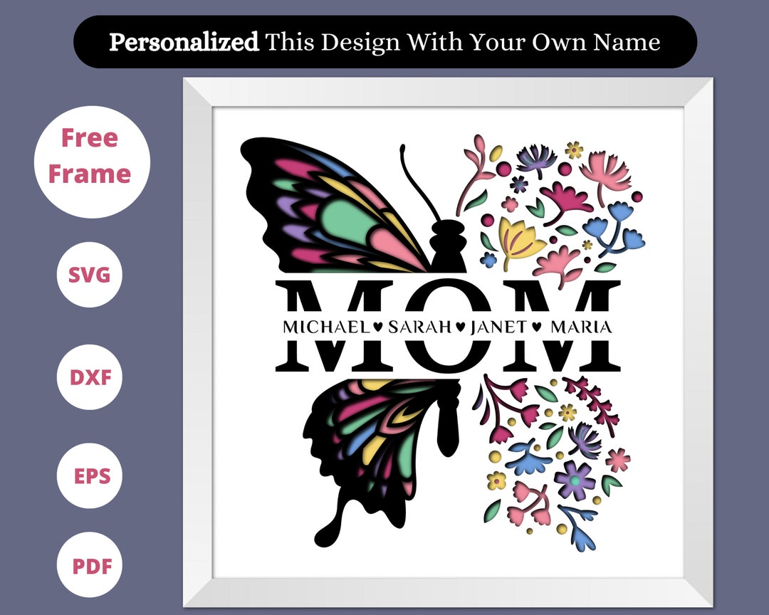 3D Mothers Day Shadow Box, Happy Mother's Day SVG, Butterfly Design ...