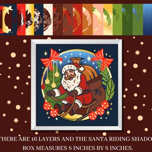 3D SANTA Svg, CHRISTMAS Shadow Box SVG, Christmas Layered Papercut ...
