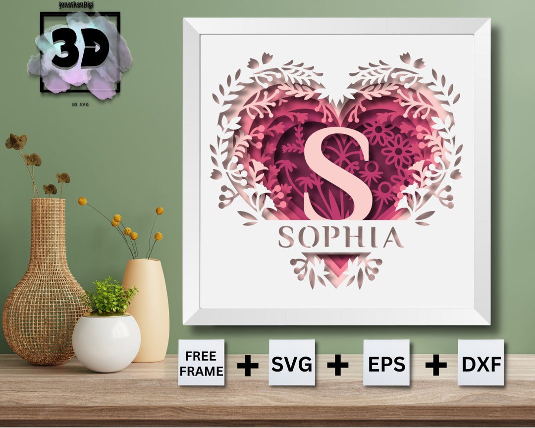 CUSTOMIZABLE 3D LOVE Split MONOGRAM A-Z Shadow Box - Custom Name - 3D ...