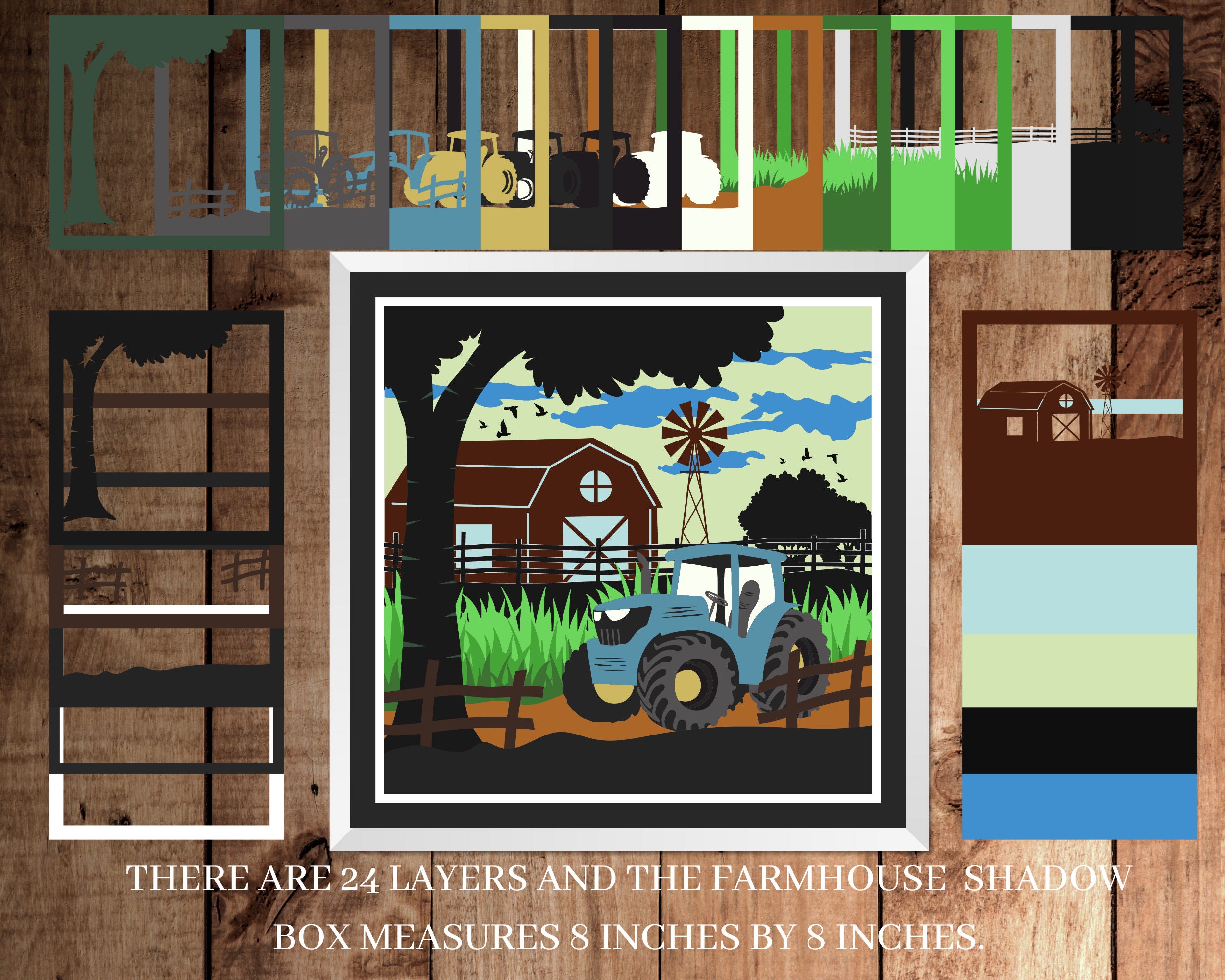 3D FARM Shadow Box Svg, TRACTOR Svg, Farm House Paper Cut, Cricut File ...