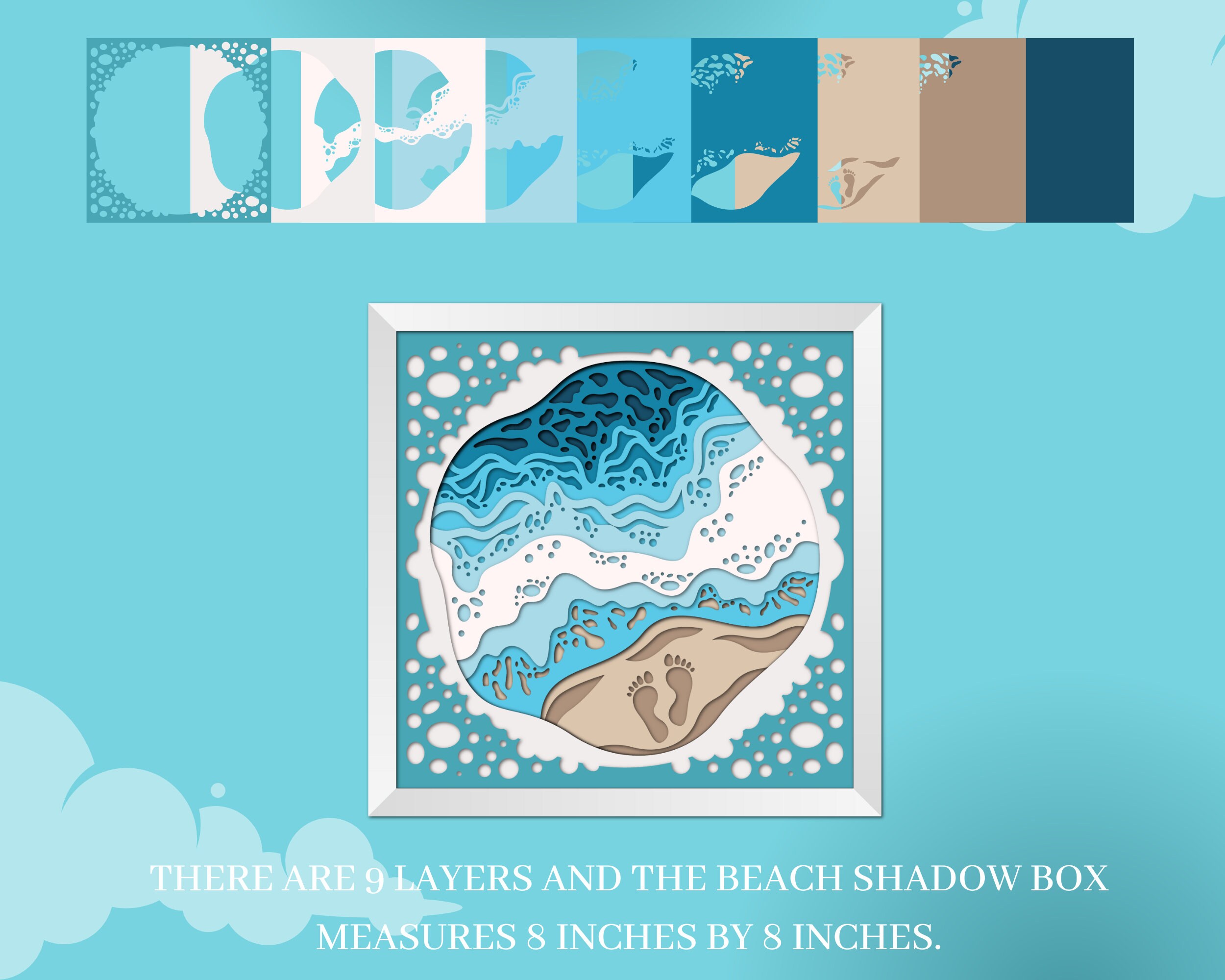 3D SVG BEACH Shadow Box - Seashore BEACH Shadow Box Svg - Cricut Files ...