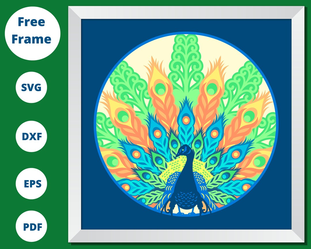3D PEACOCK Shadow Box - PEACOCK 3D SVG - for Cricut and Silhouette - Etsy