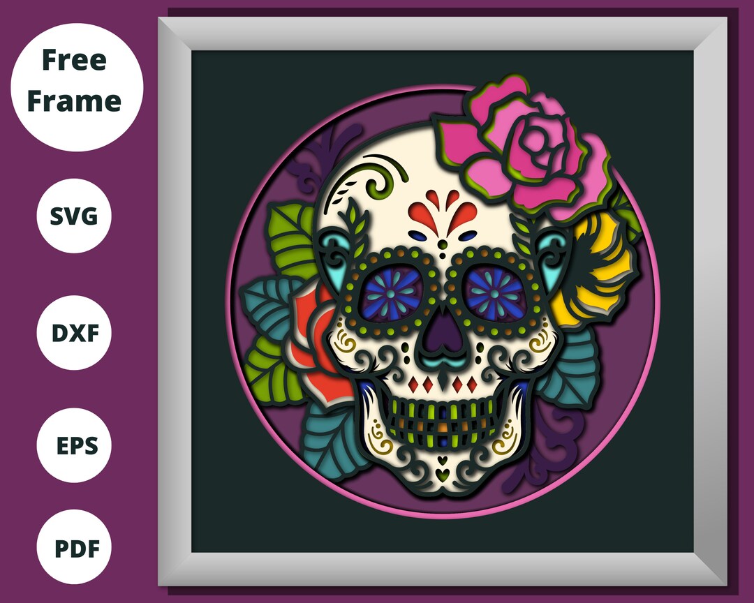 3D SUGAR SKULL Shadow Box - Day of the Dead Shadow Box Svg - Skull Svg ...