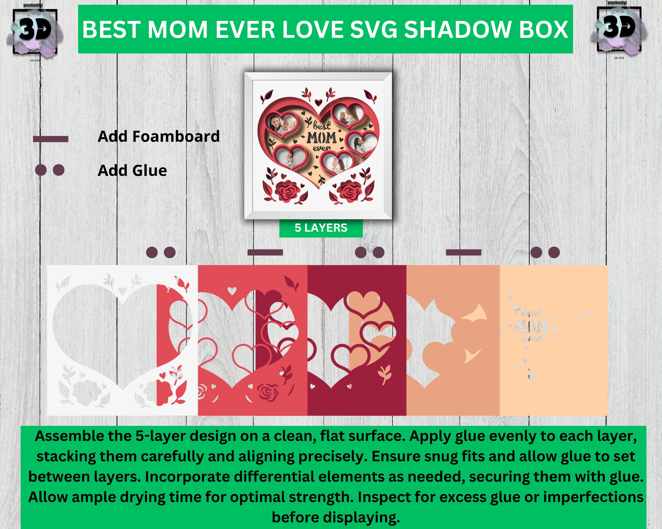 3D MOTHERS Day Shadow Box With Custom Photos, Best Mom Ever Shadow Box ...