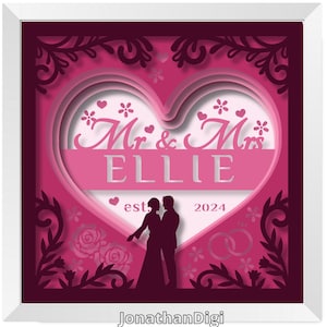 3D Customizable Wedding Shadow Box, Wedding Shadow Box, Custom Name ...
