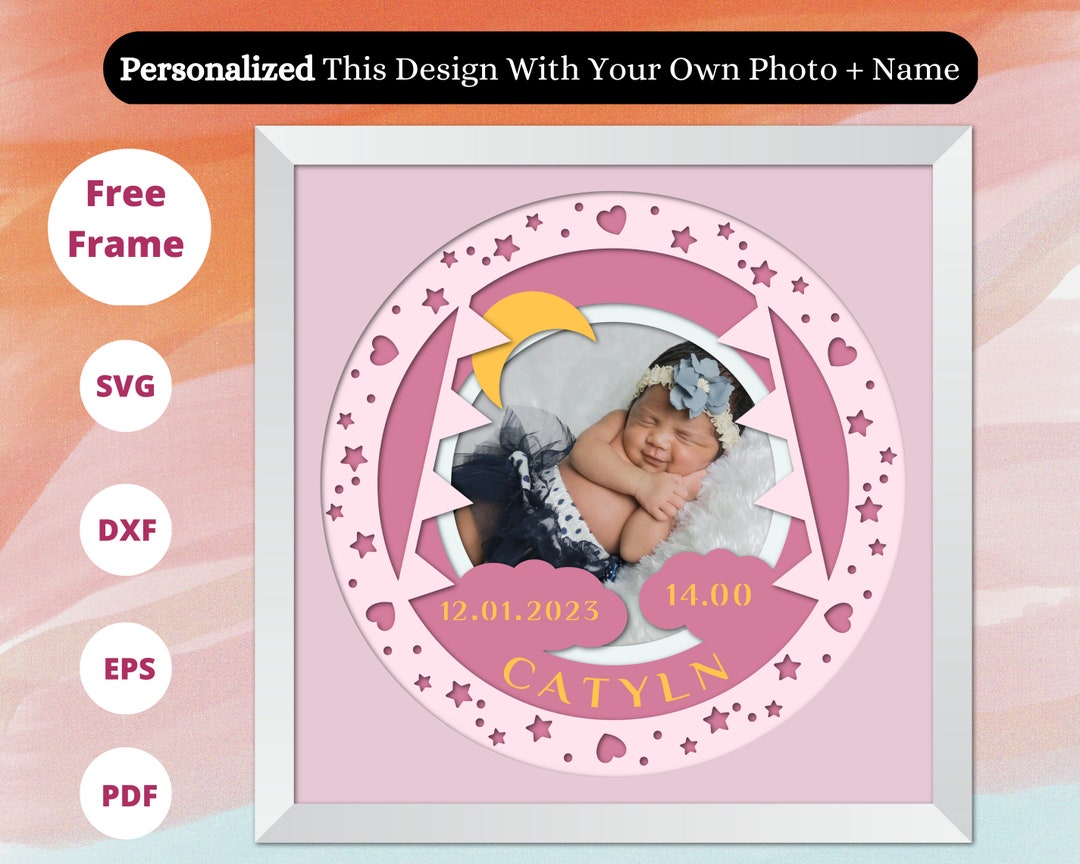 3D SVG Baby Born Shadow Box for Kids, Baby Birth , Custom Name SVG ...