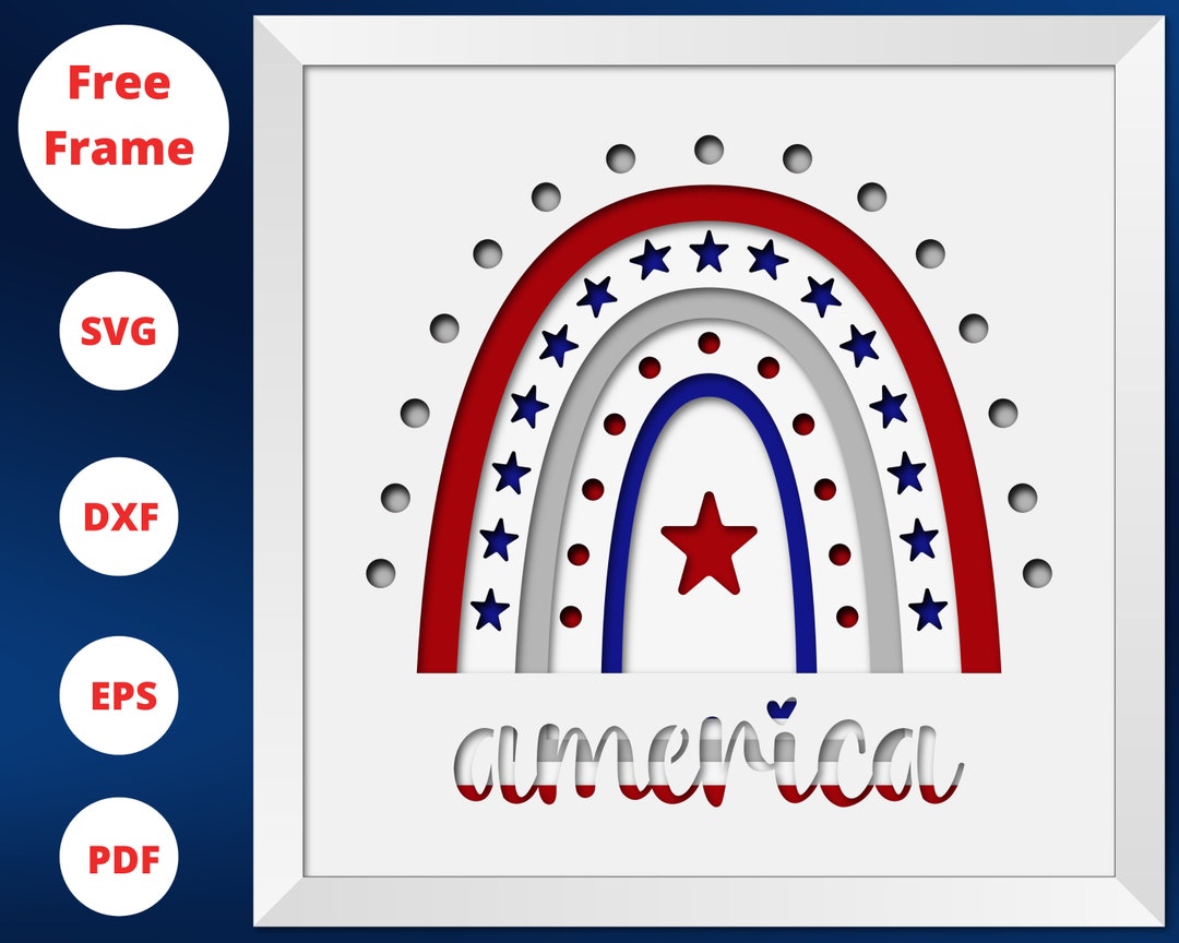 3D America Rainbow Shadow Box Independence Day Patriotic - Etsy