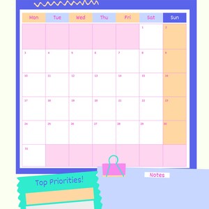 80s Retro Vibe Monthly Planner Digital Download - Etsy