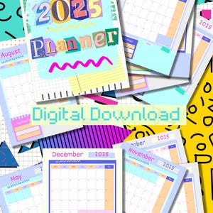 80s Retro Vibe Monthly Planner Digital Download - Etsy