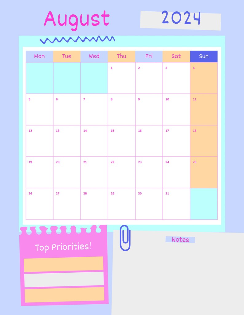 80s Retro Vibe Monthly Planner Digital Download - Etsy