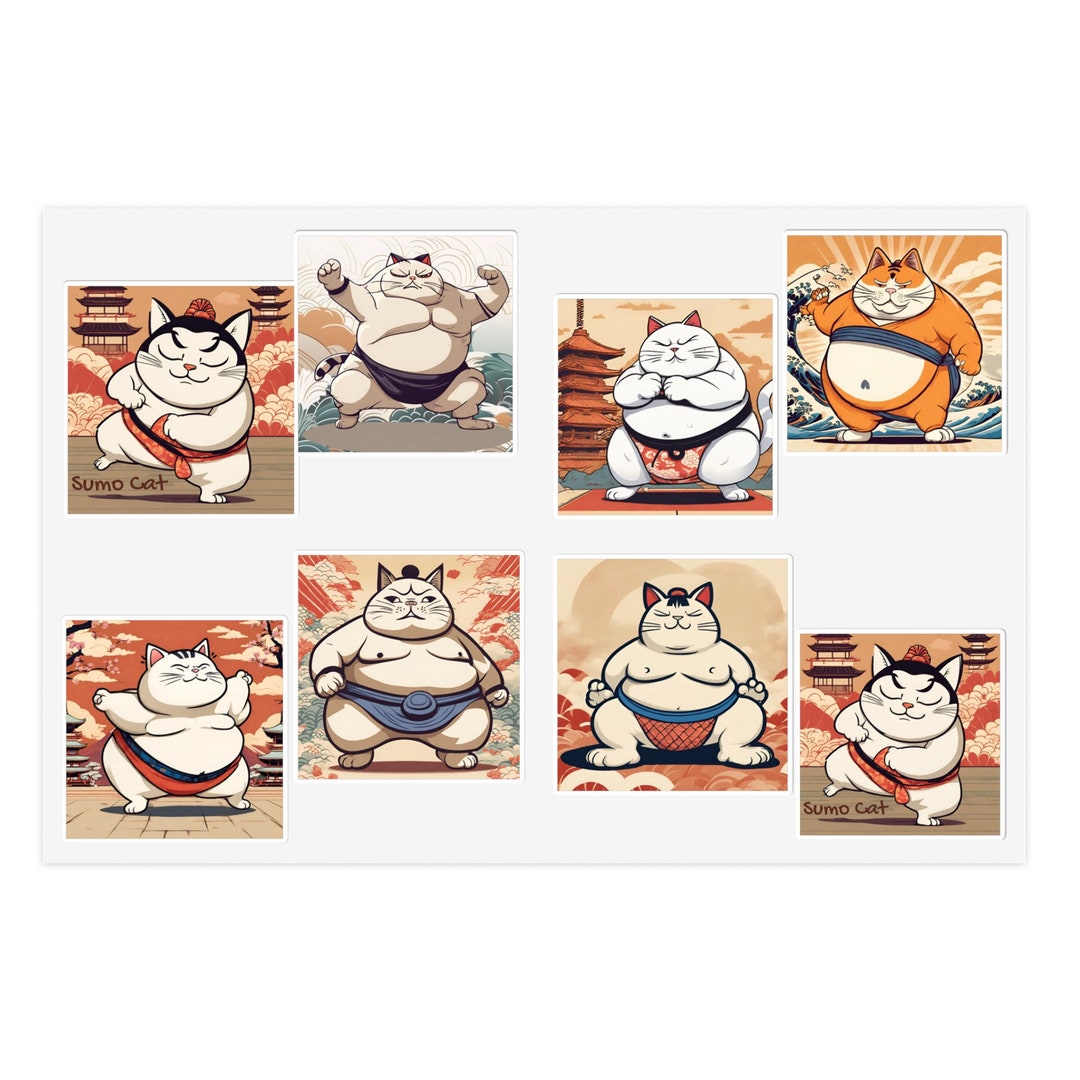 Sumo Cats Sticker Sheets - Etsy