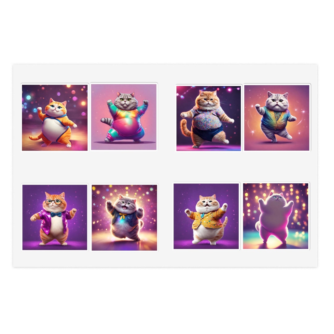 Dancing Cats- Sticker Sheets - Etsy