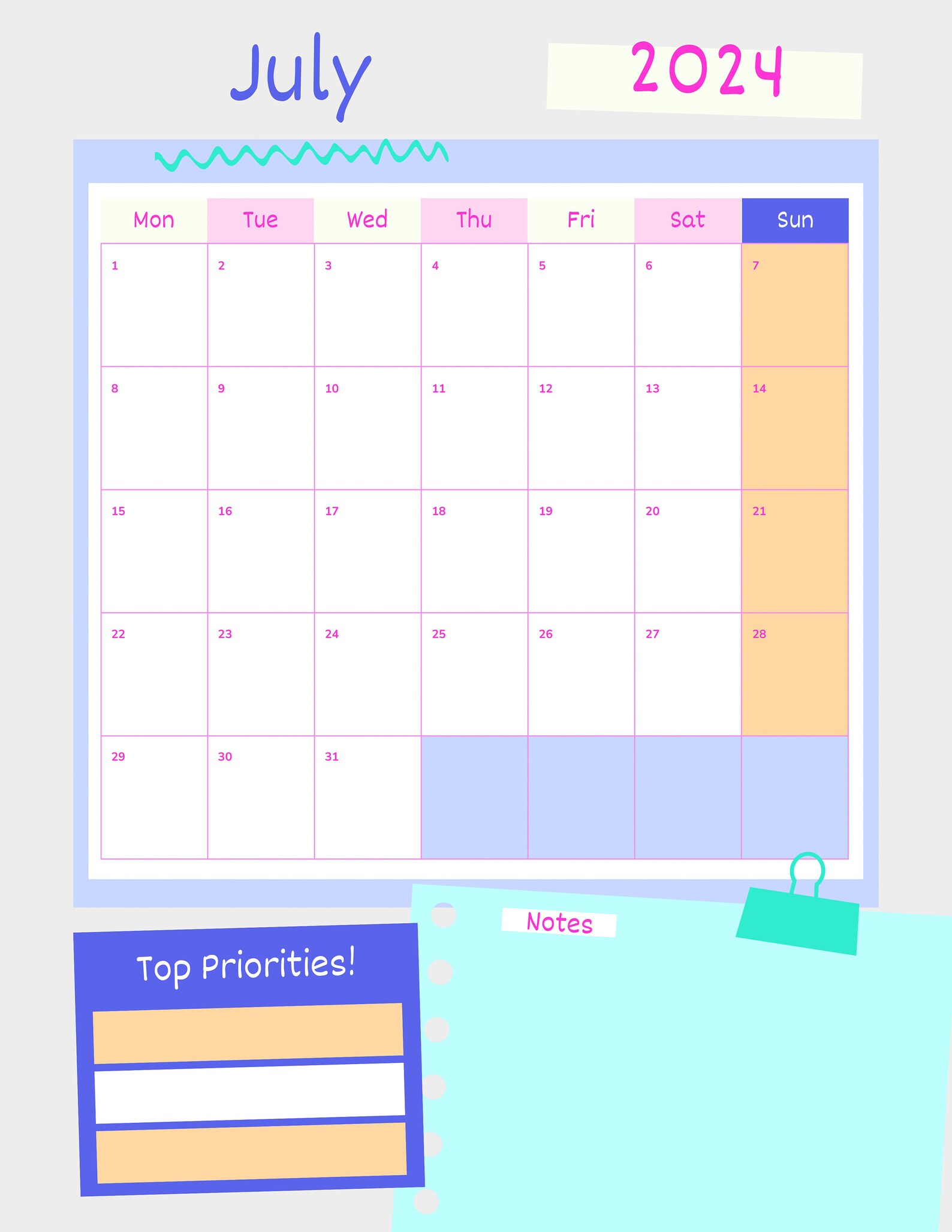 80s Retro Vibe Monthly Planner Digital Download - Etsy