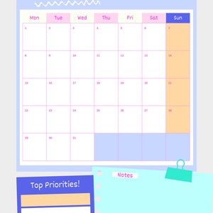 80s Retro Vibe Monthly Planner Digital Download - Etsy