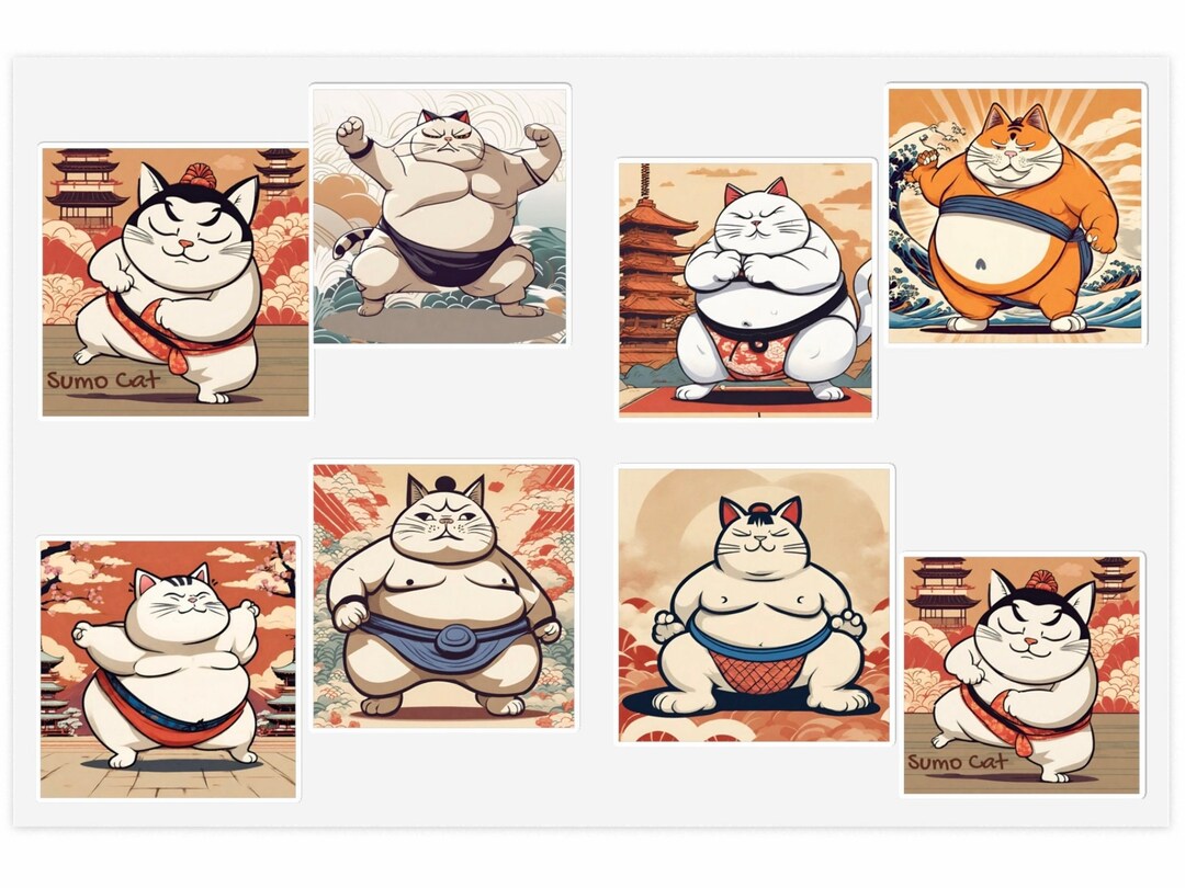 Sumo Cats- Sticker Sheets - Etsy