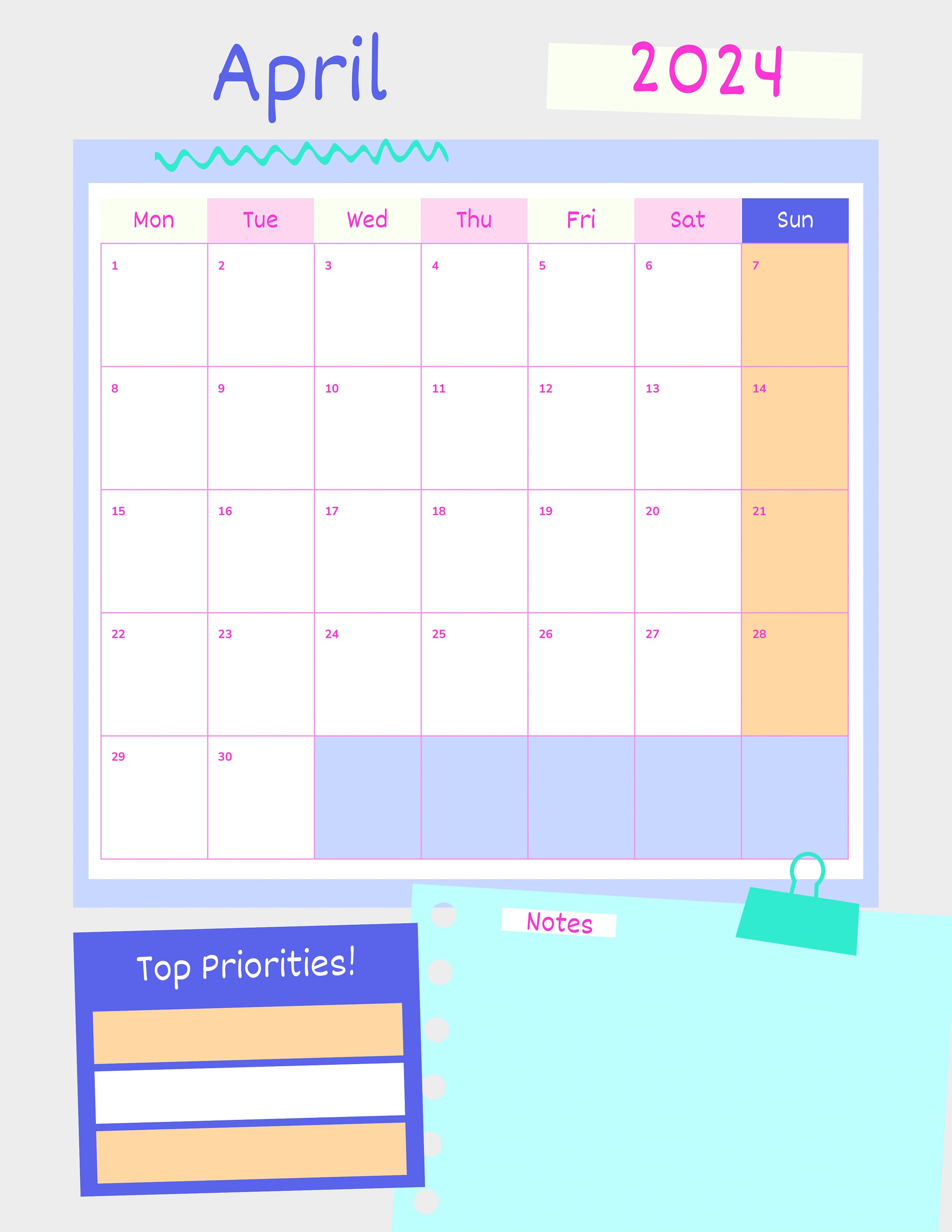 80s Retro Vibe Monthly Planner Digital Download - Etsy
